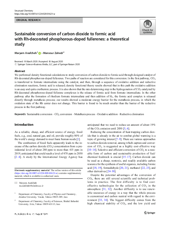 (PDF) Sustainable conversion of carbon dioxide to formic acid with Rh-decorated phosphorous ...