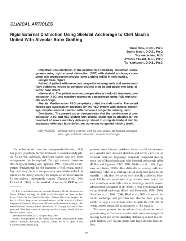 (PDF) Rigid External Distraction Using Skeletal Anchorage to Cleft ...