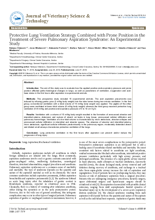 (PDF) Protective Lung Ventilation Strategy Combined with Prone Position ...
