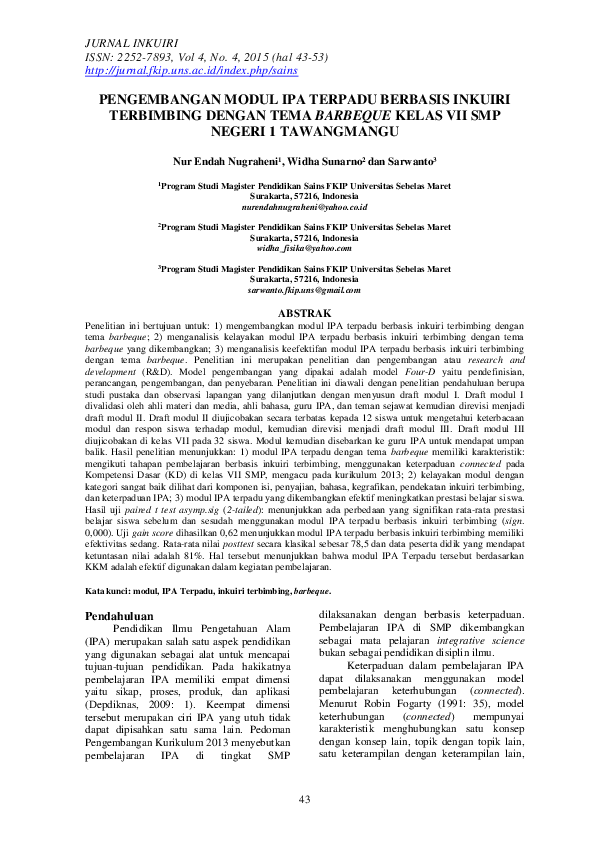(PDF) Pengembangan Modul Ipa Terpadu Berbasis Inkuiri Terbimbing Dengan ...