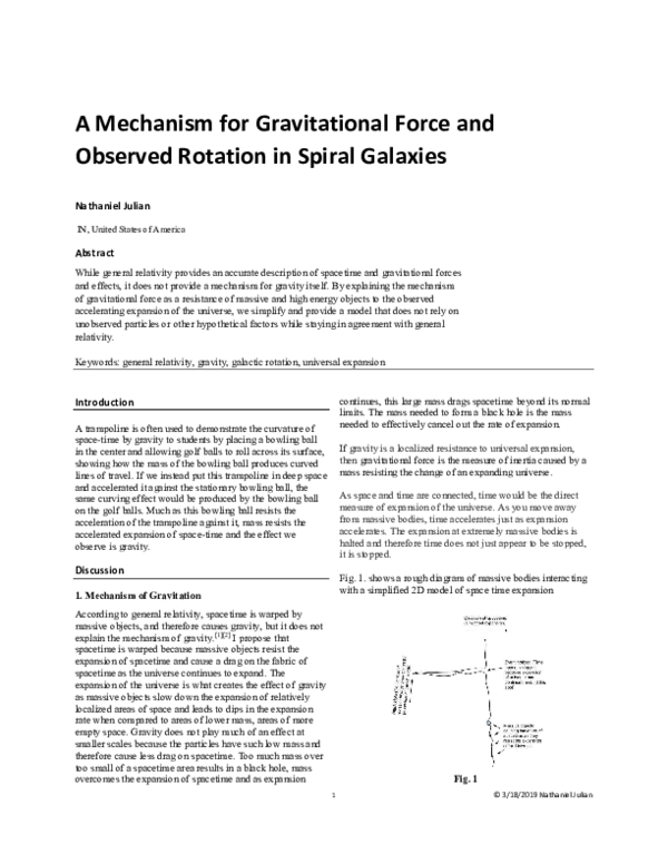 (PDF) A Mechanism for Gravitational Force and Observed Rotation in ...