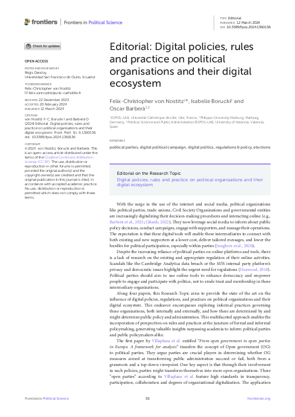 (PDF) Editorial: Digital policies, rules and practice on political ...