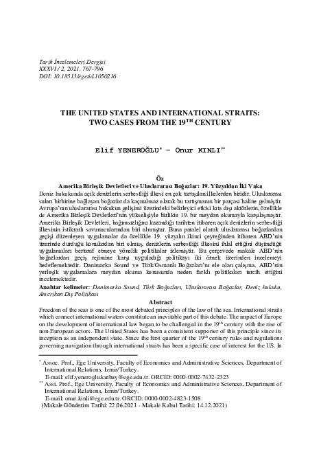 (PDF) The United States and International Straits: Two Cases from the ...