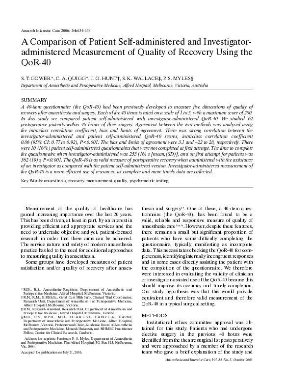 (PDF) A Comparison of Patient Self-administered and Investigator ...