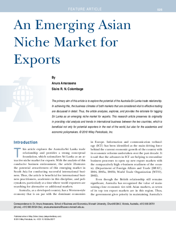 (PDF) An emerging Asian niche market for exports