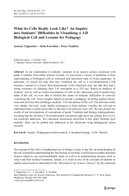 (PDF) What do Cells Really Look Like? An Inquiry into Students ...