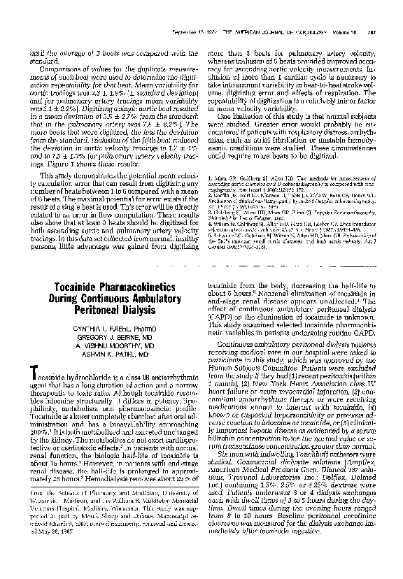 (PDF) Tocainide pharmacokinetics during continuous ambulatory ...