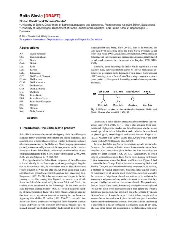 (PDF) Balto-Slavic [DRAFT]
