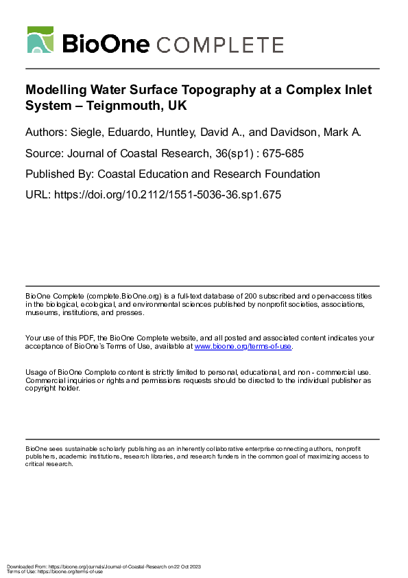 (PDF) Modelling Water Surface Topography at a Complex Inlet System ...