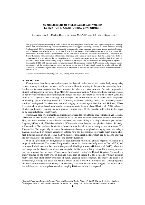 (PDF) An Assessment of Video-Based Bathymetry Estimation in a Macro Tidal Environment