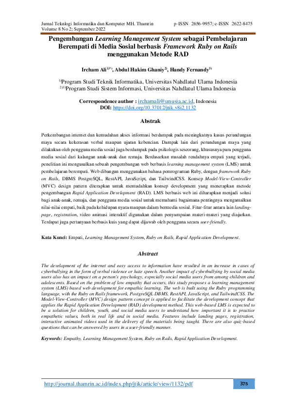 (PDF) Pengembangan Learning Management System sebagai Pembelajaran Berempati di Media Sosial ...
