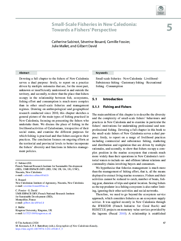 (PDF) Small-Scale Fisheries in New Caledonia: Towards a Fishers ...