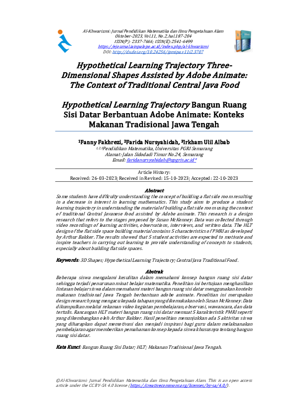 (PDF) Hypothetical Learning Trajectory Bangun Ruang Sisi Datar Berbantuan Adobe Animate: Konteks ...