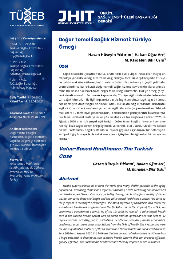 (PDF) Value-Based Healthcare: The Turkish Case