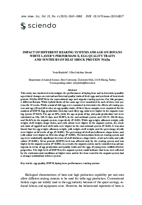 (PDF) Impact of Different Rearing Systems and Age on Bovans White Layer ...