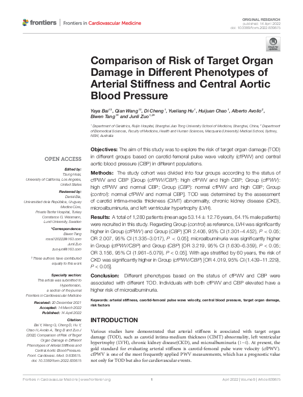 (PDF) Comparison of Risk of Target Organ Damage in Different Phenotypes ...