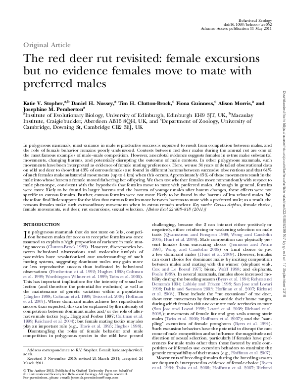 (PDF) The red deer rut revisited: female excursions but no evidence ...