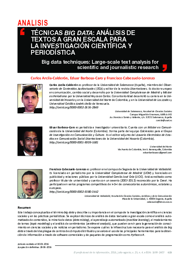 (PDF) Big data techniques: Large-scale text analysis for scientific and ...