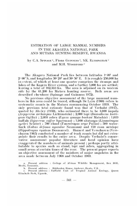 (PDF) Estimation of large mammal numbers in the Akagera National Park ...
