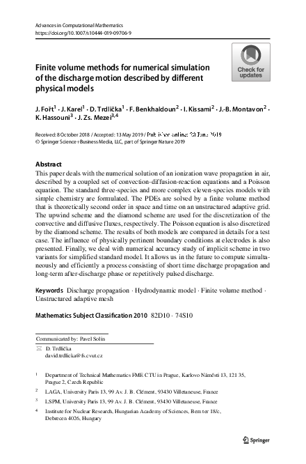 (PDF) Finite volume methods for numerical simulation of the discharge ...