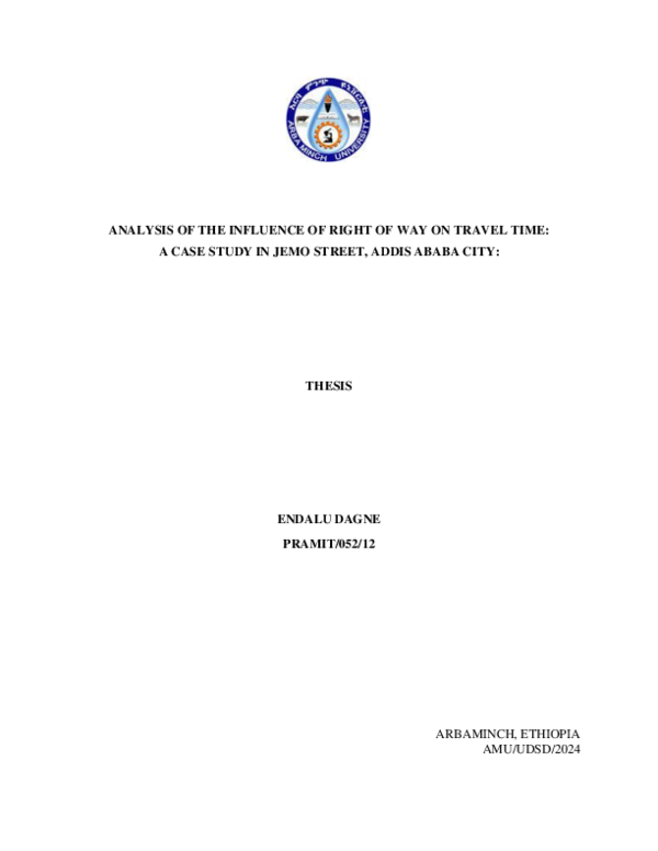 (PDF) ANALYSIS OF THE INFLUENCE OF RIGHT OF WAY ON TRAVEL TIME: A CASE ...