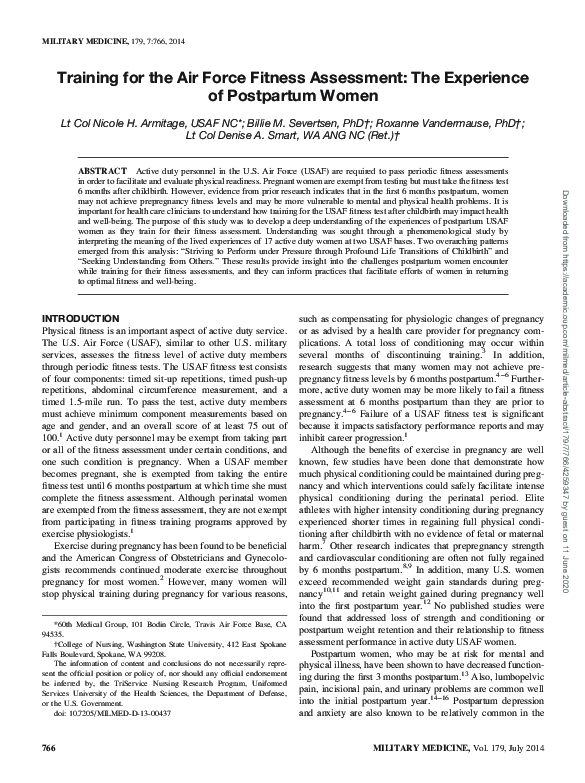 (PDF) Training for the Air Force Fitness Assessment: The Experience of ...
