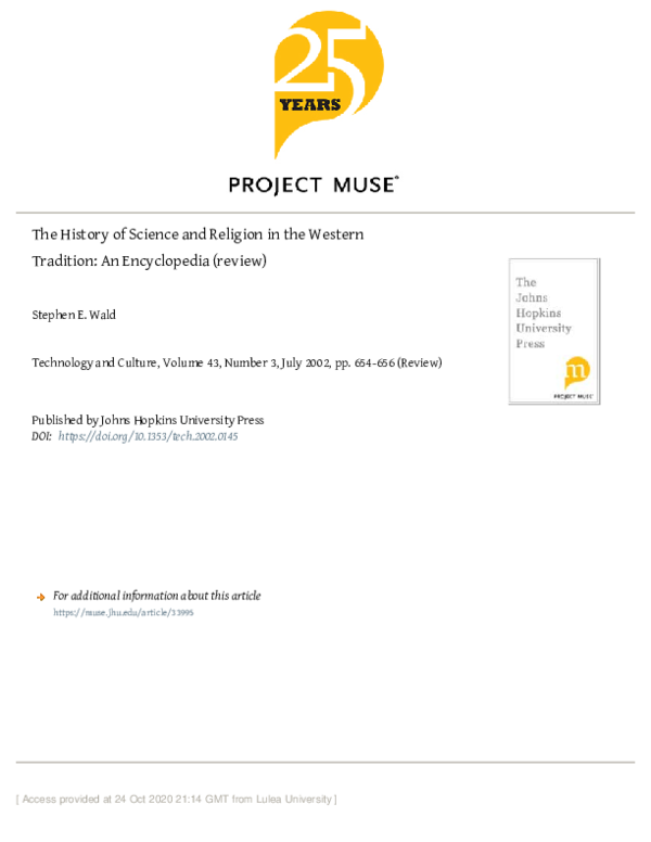 (PDF) The History of Science and Religion in the Western Tradition