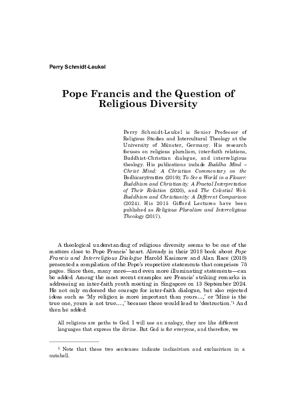 (PDF) Pope Francis and the Question of Religious Diversity