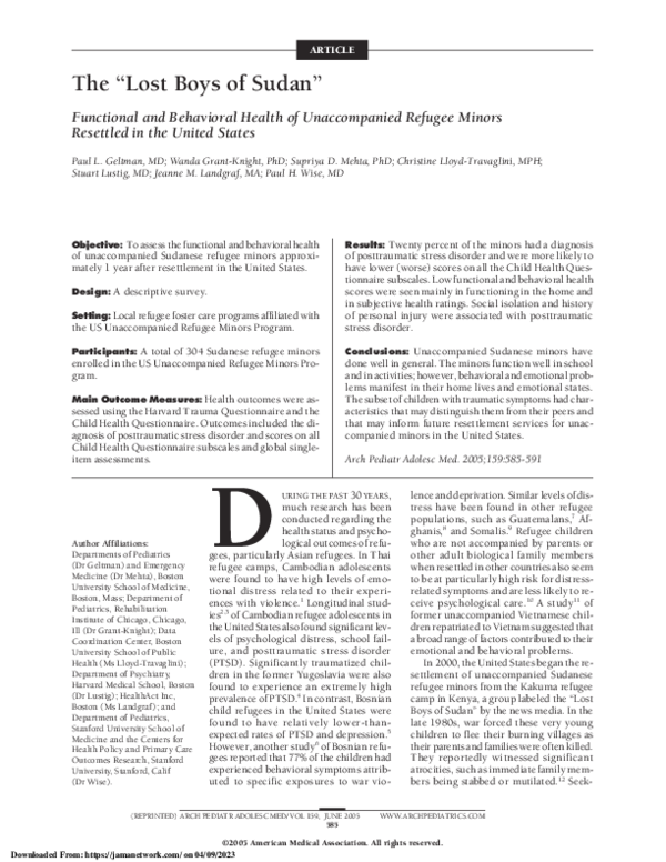 (PDF) The “Lost Boys of Sudan”