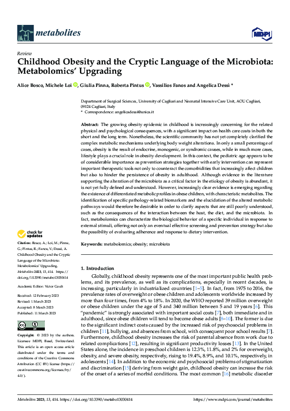 (PDF) Childhood Obesity and the Cryptic Language of the Microbiota ...