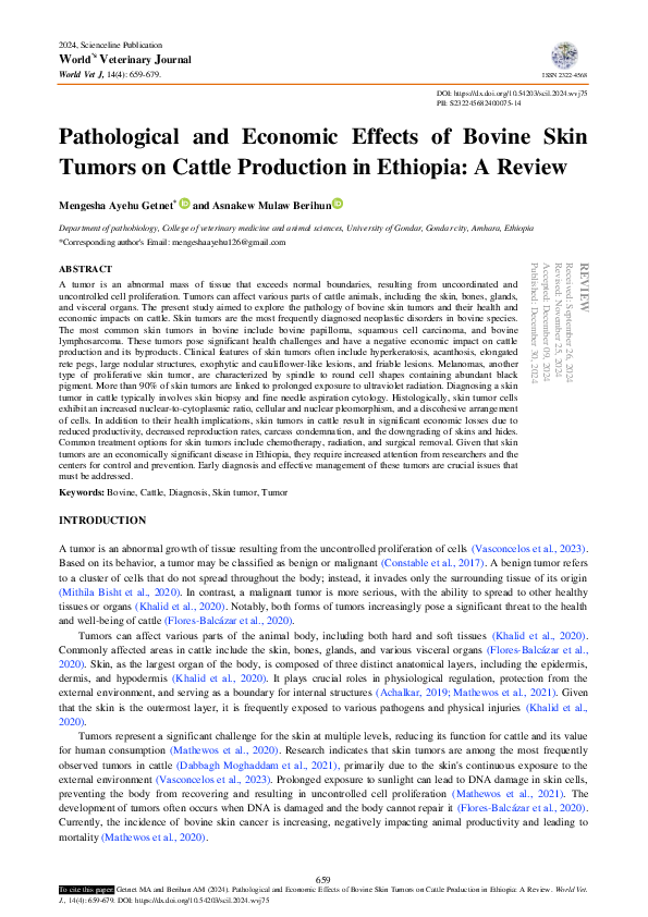 (PDF) Pathological and Economic Effects of Bovine Skin Tumors on Cattle ...