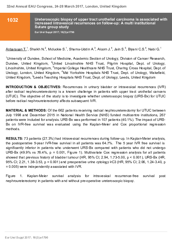(PDF) Ureteroscopic Biopsy of Upper Tract Urothelial Carcinoma: Comparison of Basket and Forceps