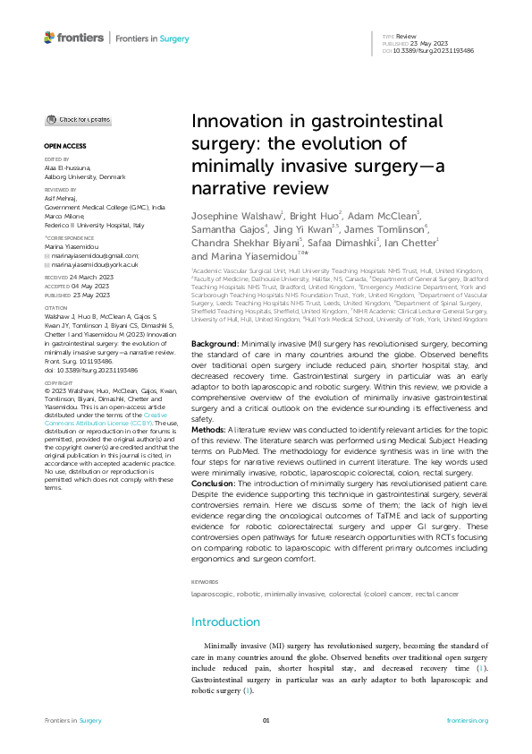 (PDF) Innovation in gastrointestinal surgery: the evolution of ...