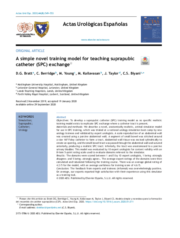 (PDF) A simple novel training model for teaching suprapubic catheter ...