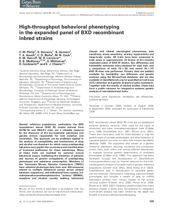 (PDF) High-throughput behavioral phenotyping in the expanded panel of ...