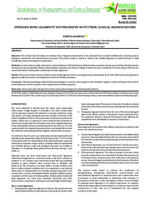 (PDF) SPHENOID BONE LIGAMENTS' ENTHESOPATHY WITH THEIR CLINICAL ...