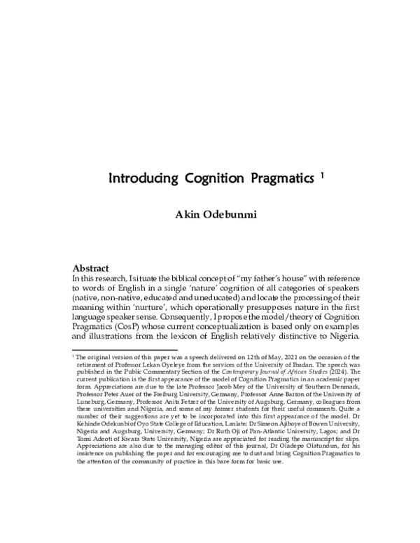 (PDF) Introducing Cognition Pragmatics 1