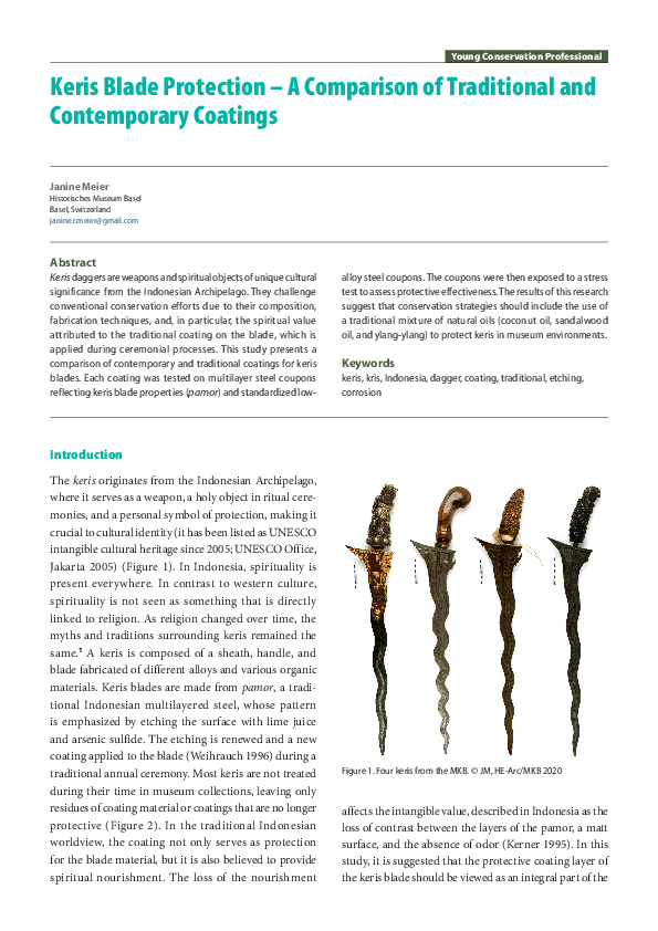 (PDF) Keris Blade Protection -A Comparison of Traditional and ...