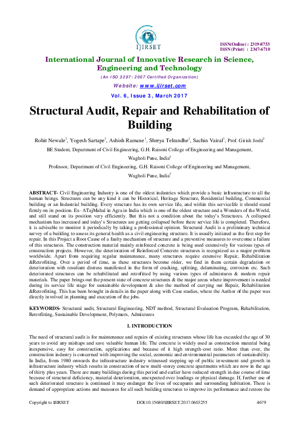 (PDF) Structural Audit, Repair and Rehabilitation of Building