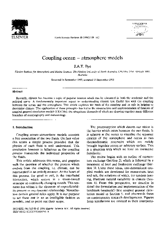 (PDF) Coupling ocean - atmosphere models
