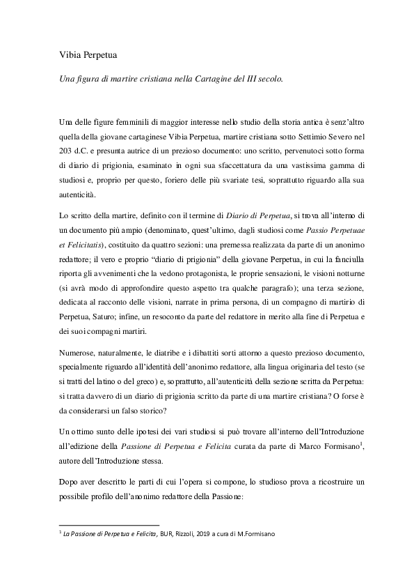 (PDF) Vibia Perpetua. Una figura di martire cristiana nella Cartagine ...
