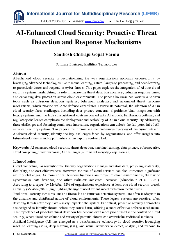 (PDF) AI-Enhanced Cloud Security: Proactive Threat Detection and ...