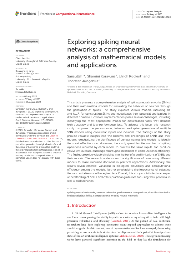 (PDF) Exploring spiking neural networks: a comprehensive analysis of ...