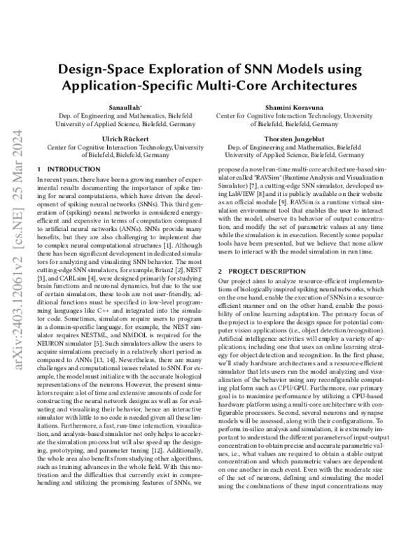 (PDF) Design-Space Exploration of SNN Models using Application-Specific Multi-Core Architectures