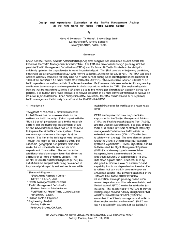 (PDF) Design and Operational Evaluation of the Traffic Management ...