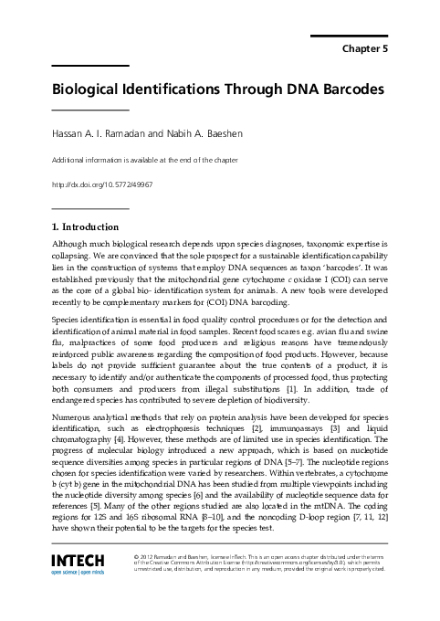 (PDF) Biological Identifications Through DNA Barcodes