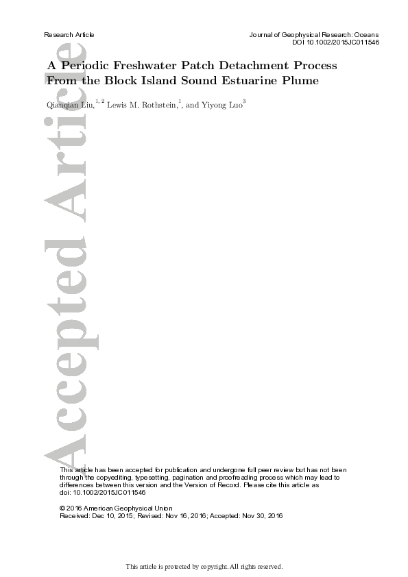 (PDF) A periodic freshwater patch detachment process from the Block ...