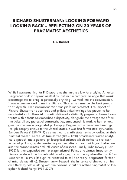 (PDF) Richard Shusterman: Looking Forward Looking Back—Reflecting on 30 ...