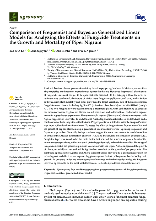 (PDF) Comparison of Frequentist and Bayesian Generalized Linear Models for Analyzing the Effects ...