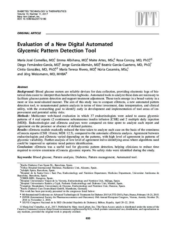 (PDF) Evaluation of a New Digital Automated Glycemic Pattern Detection Tool